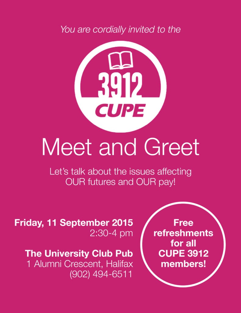You're Invited: Dalhousie CUPE 3912 Meet & Greet - CUPE 3912