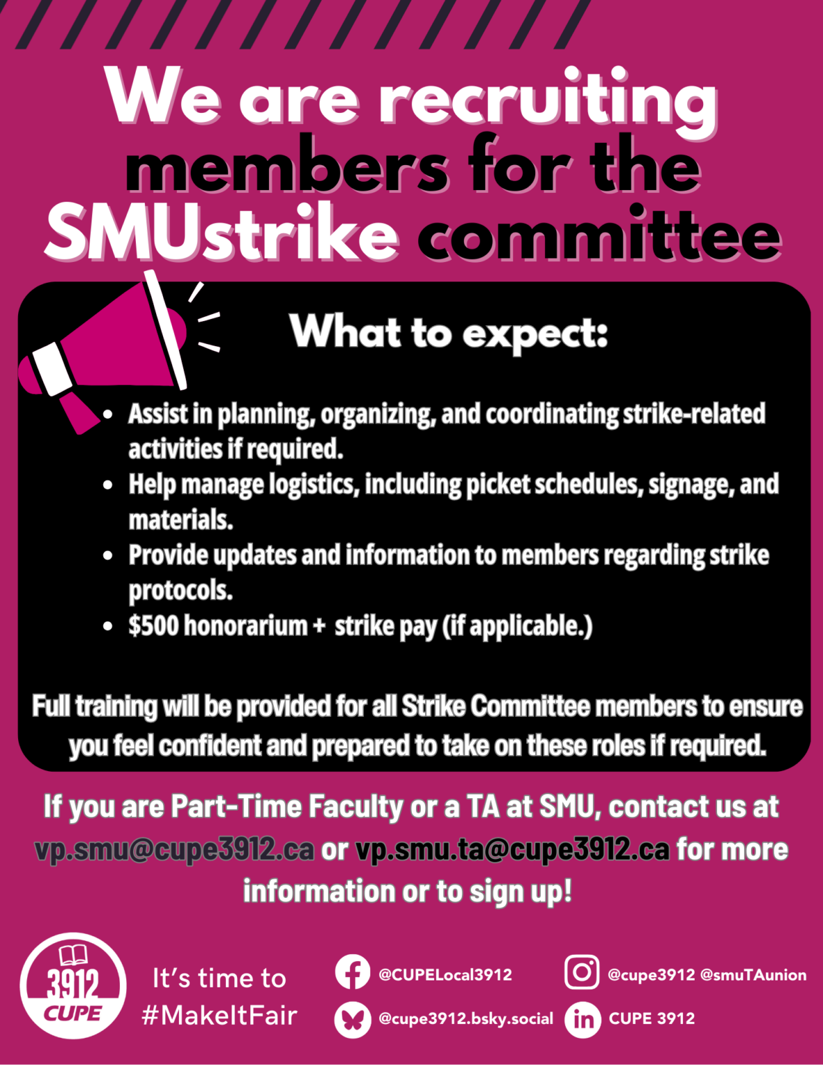 SMU Part-Time Faculty Bargaining Update - CUPE 3912